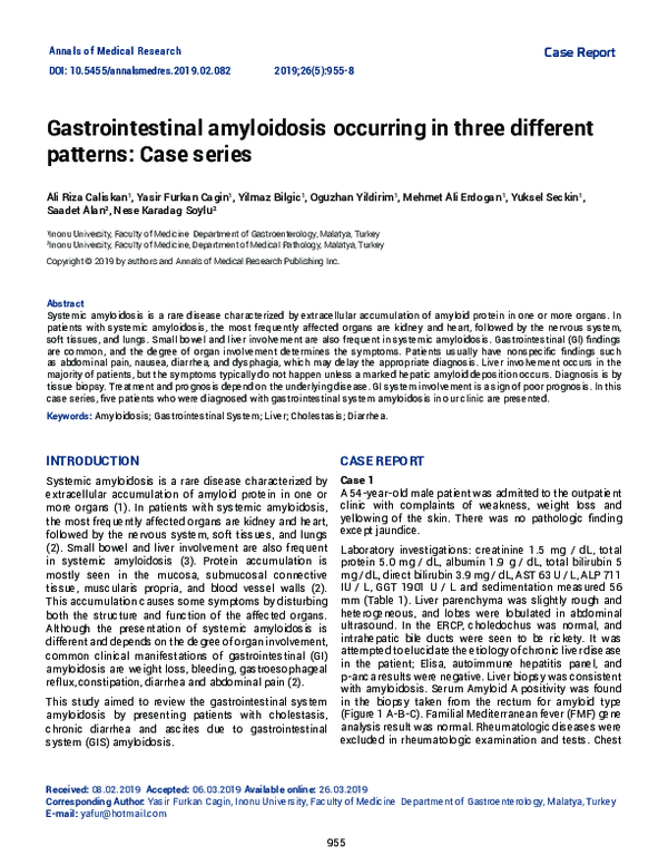 (PDF) Gastrointestinal amyloidosis occurring in three different ...