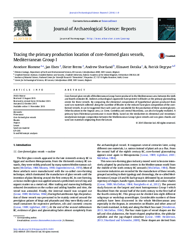 (PDF) Tracing the primary production location of core-formed glass ...