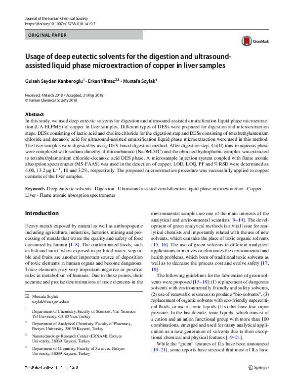 (PDF) Usage of deep eutectic solvents for the digestion and ultrasound ...