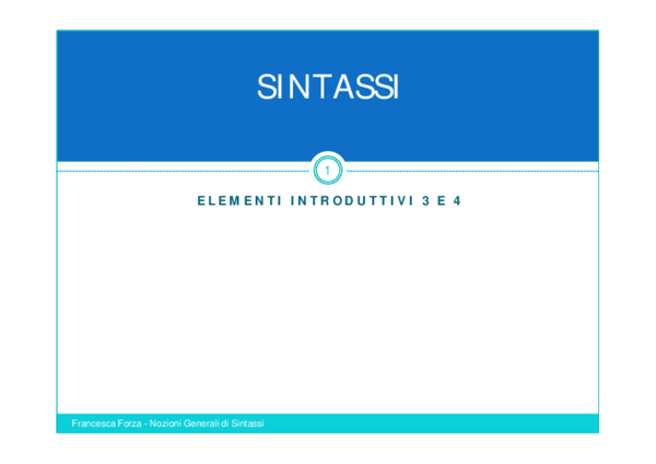 (PDF) Sintassi - Terza e Quarta Lezione