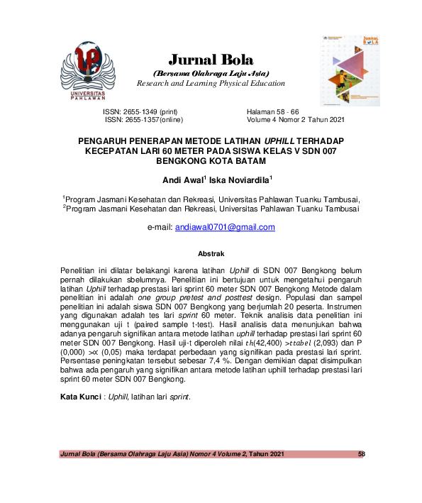 (PDF) Pengaruh Penerapan Metode Latihan Uphill Terhadap Kecepatan Lari ...