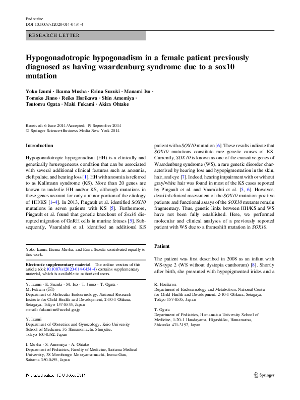 (PDF) Hypogonadotropic hypogonadism in a female patient previously diagnosed as having ...