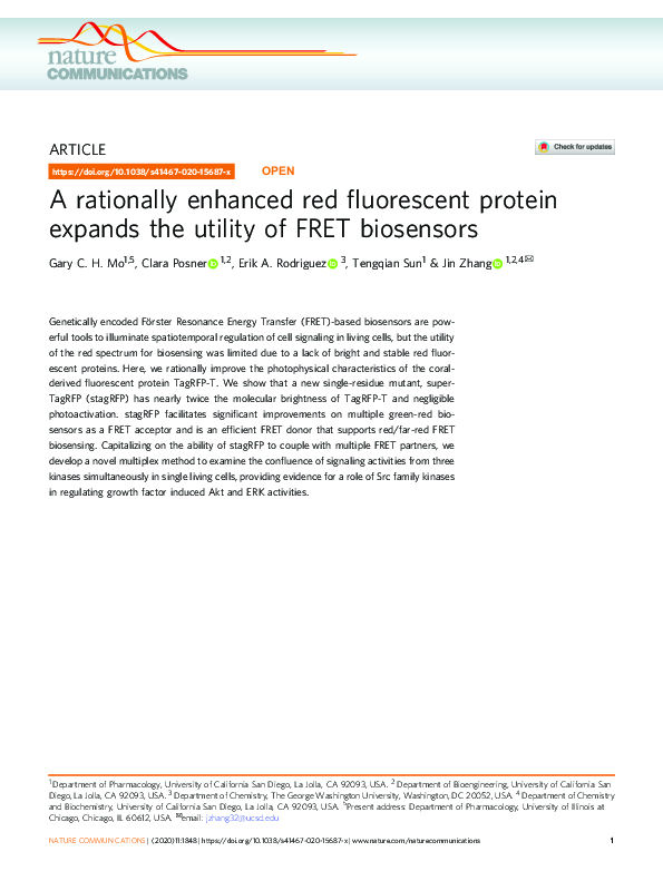 (PDF) A rationally enhanced red fluorescent protein expands the utility of FRET biosensors