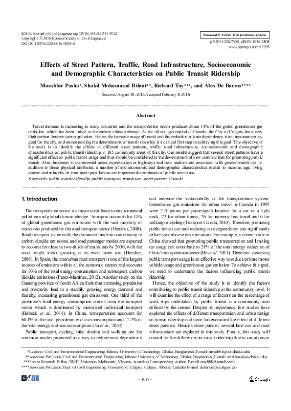 (PDF) Effects of street pattern, traffic, road infrastructure ...
