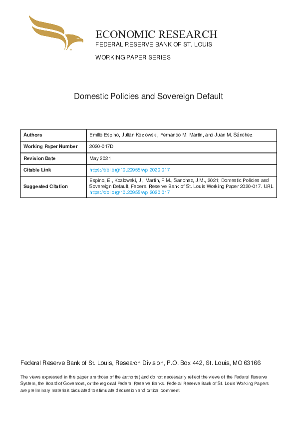 (PDF) Domestic Policies and Sovereign Default