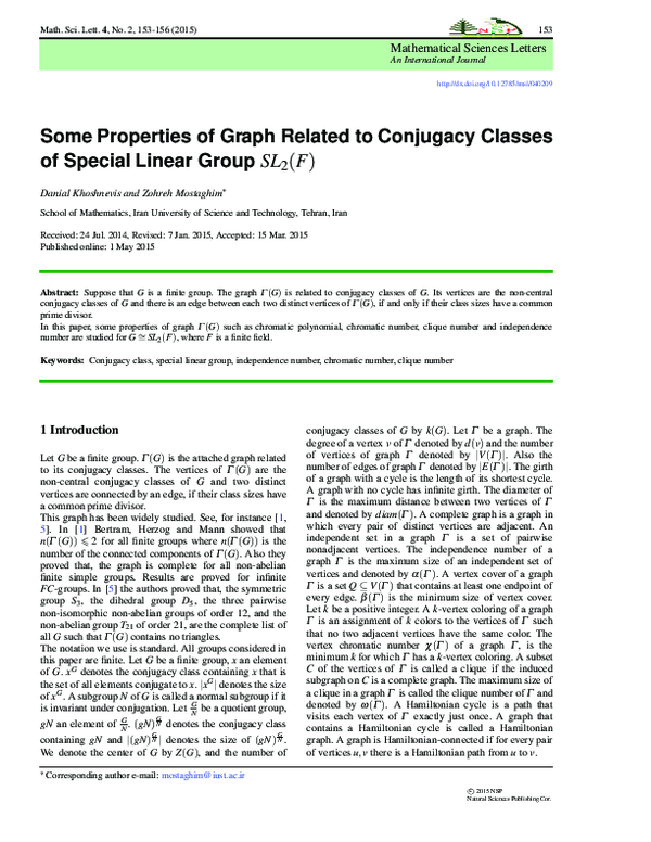 (PDF) Some Properties of Graph Related to Conjugacy Classes of Special ...