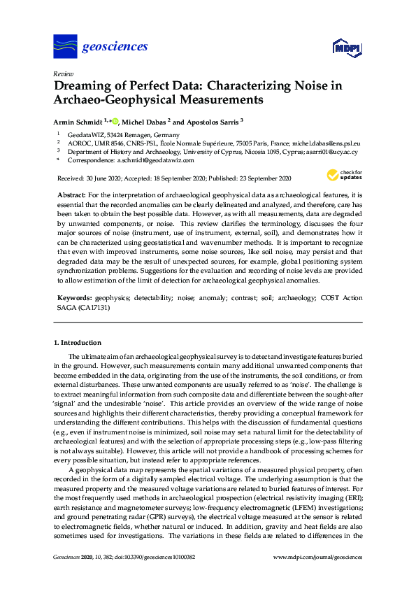 (PDF) Dreaming of Perfect Data: Characterizing Noise in Archaeo ...