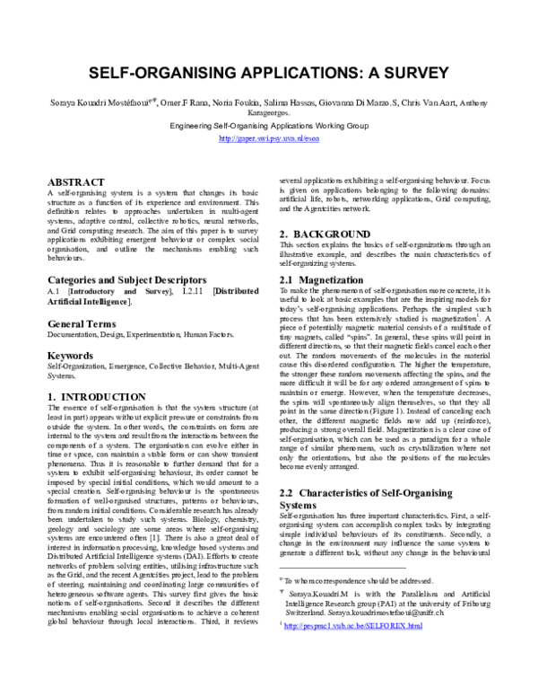 (PDF) Self-organising applications: a survey