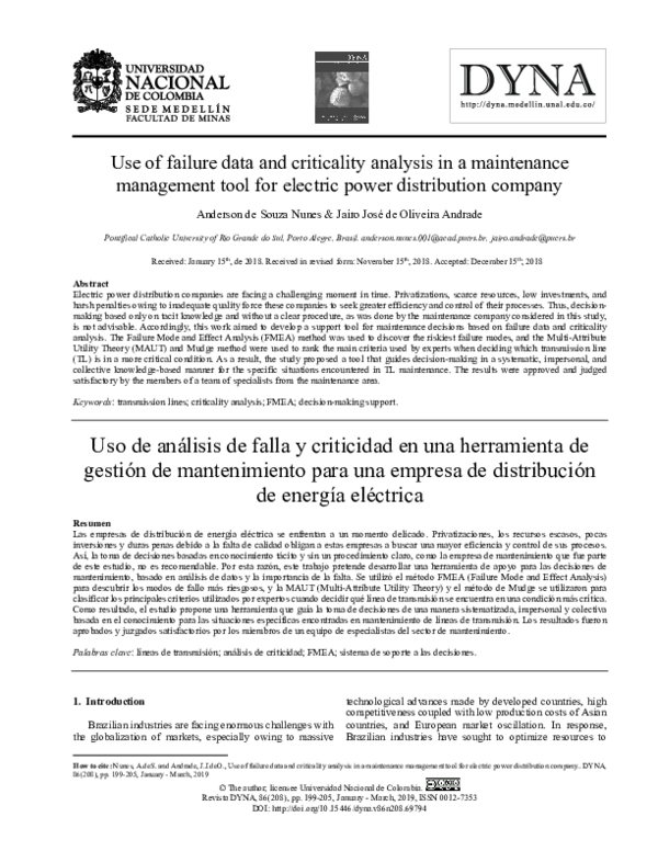 (PDF) Use of failure data and criticality analysis in a maintenance ...