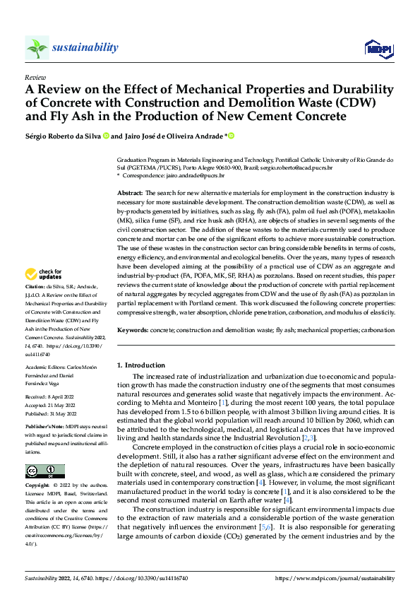 (PDF) A Review on the Effect of Mechanical Properties and Durability of Concrete with ...