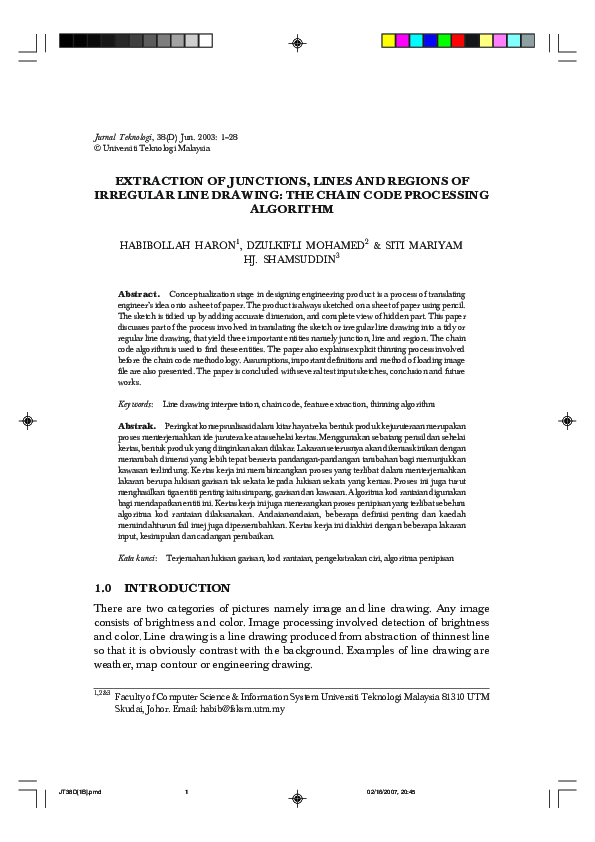 (PDF) Extraction of Junctions, Lines and Regions of Irregular Line Drawing: The Chain Code ...