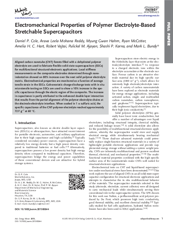 (PDF) Electromechanical Properties of Polymer Electrolyte-Based Stretchable Supercapacitors