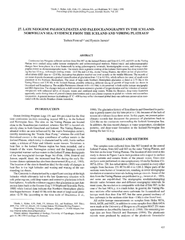 (PDF) 27. Late Neogene Paleoclimates and Paleoceanography in the ...