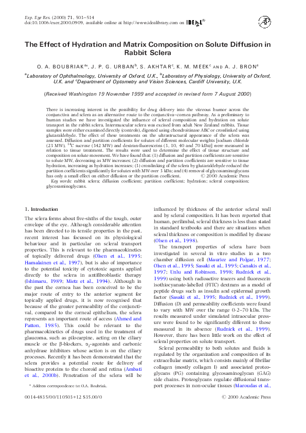 (PDF) The Effect of Hydration and Matrix Composition on Solute ...