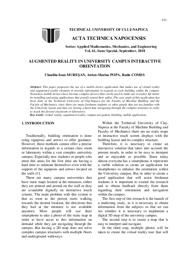 (PDF) Augmented Reality in University Campus Interactive Orientation