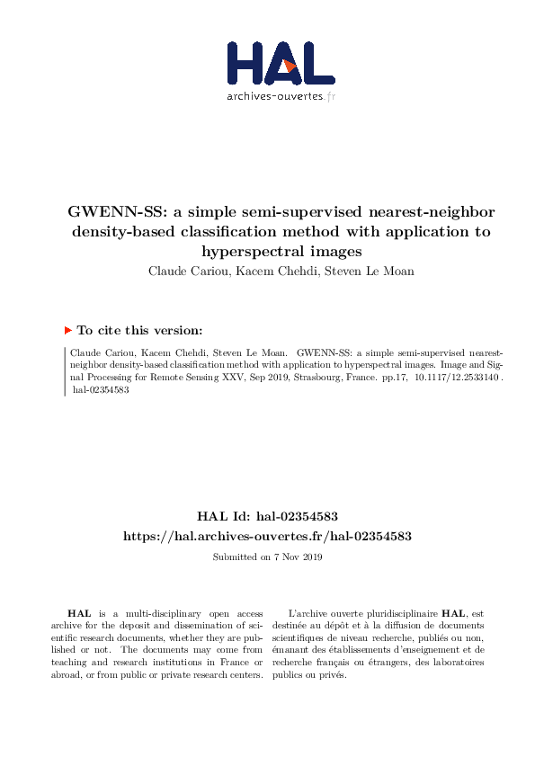 (PDF) GWENN-SS: a simple semi-supervised nearest-neighbor density-based classification method ...