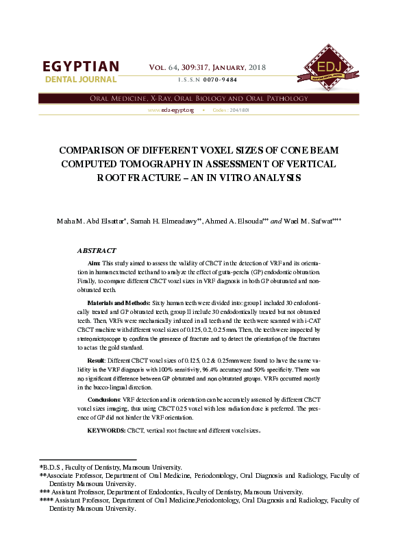 (PDF) Comparison of Different voxel sizes of Cone Beam Computed ...