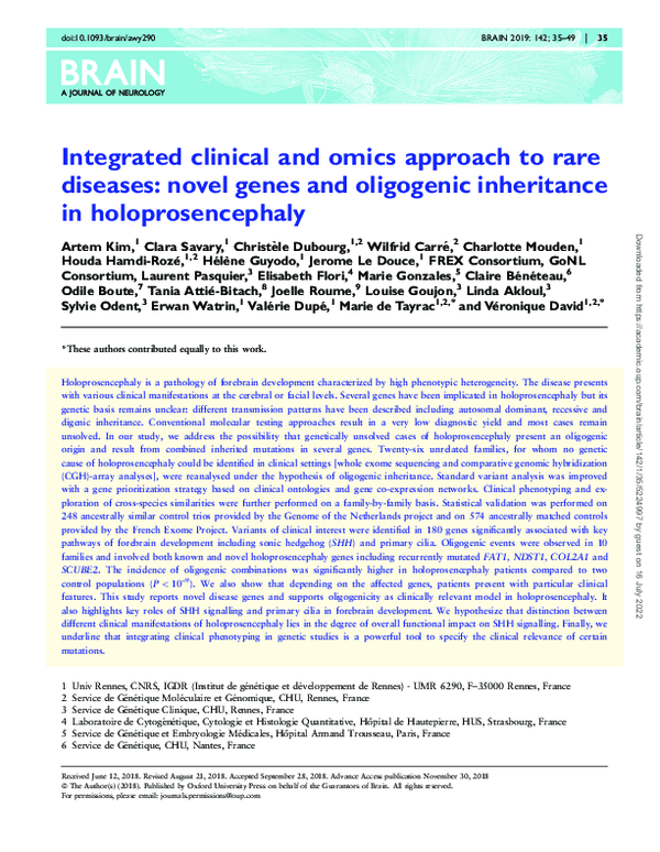 (PDF) Integrated clinical and omics approach to rare diseases: novel ...