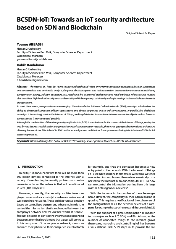 Pdf Bcsdn Iot Towards An Iot Security Architecture Based On Sdn And Blockchain
