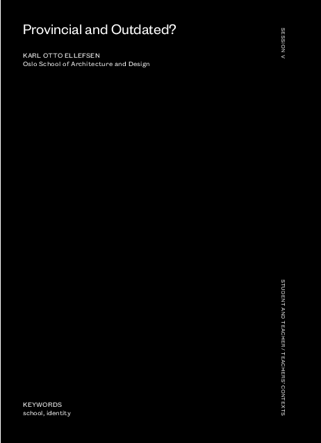 (PDF) Provincial and Outdated?