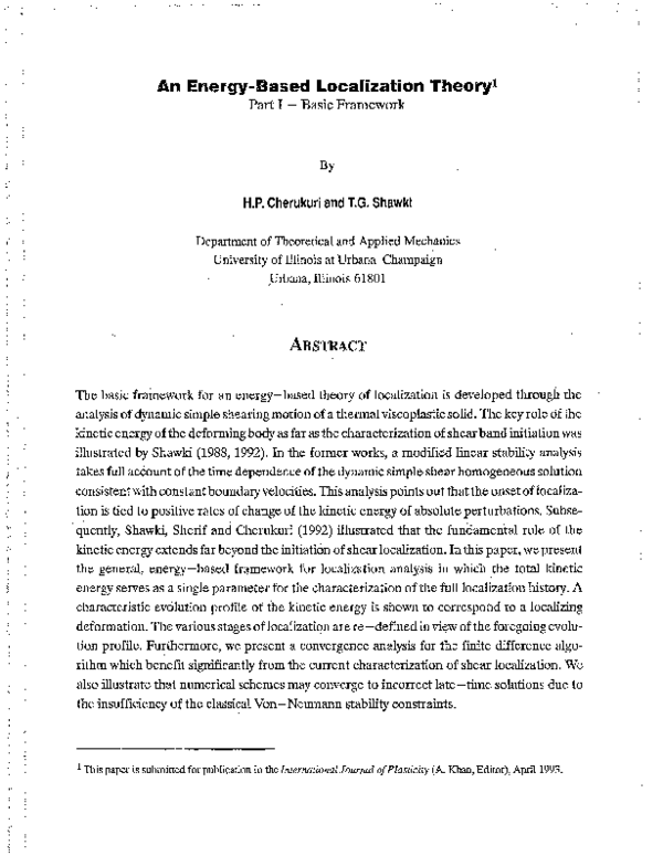 (PDF) Energy-based localization theory part i basic framework