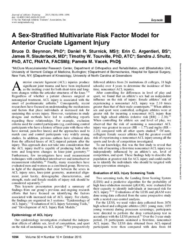Pdf A Sex Stratified Multivariate Risk Factor Model For Anterior