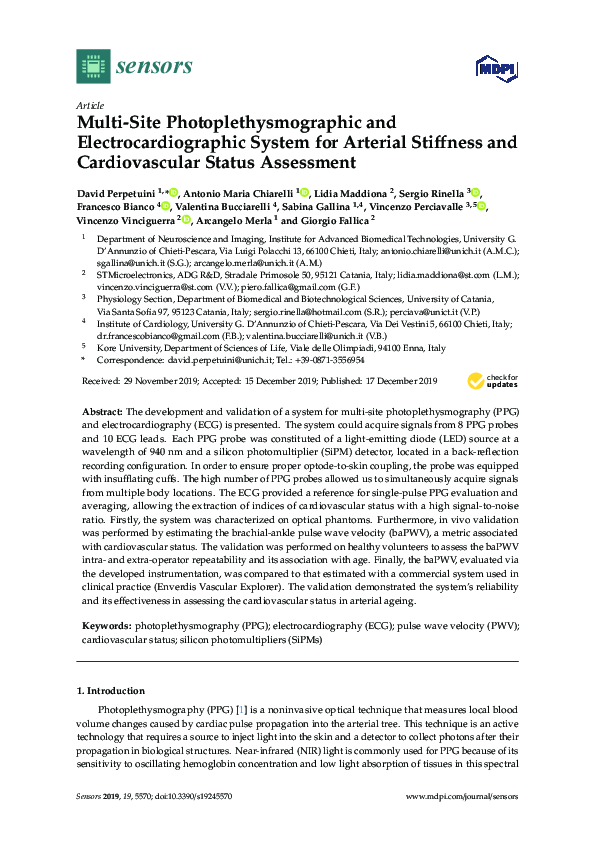 (PDF) Multi-Site Photoplethysmographic and Electrocardiographic System ...