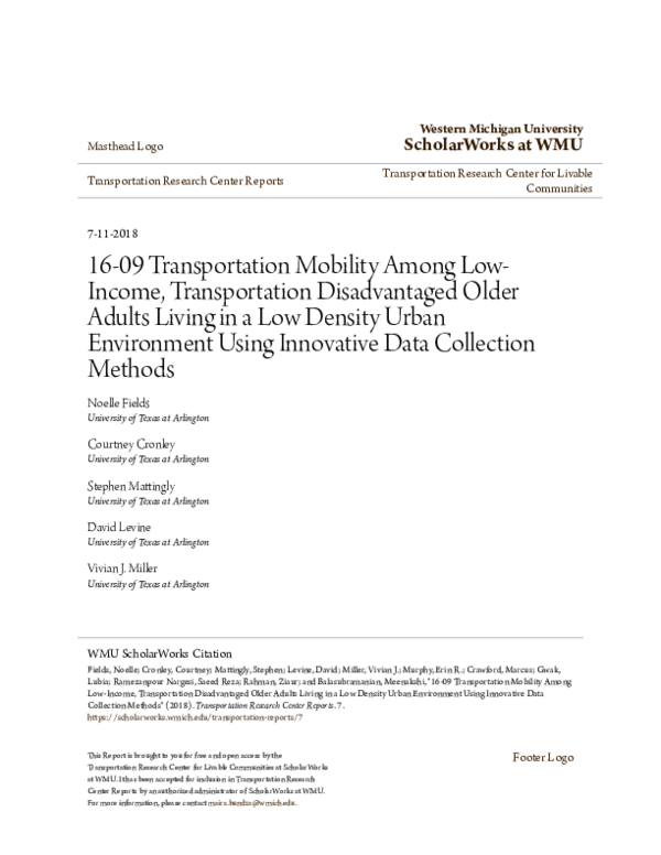 (PDF) 16-09 Transportation Mobility Among Low-Income, Transportation ...