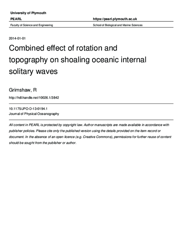 (PDF) Combined Effect of Rotation and Topography on Shoaling Oceanic ...