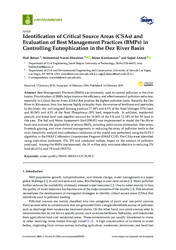(PDF) Identification of Critical Source Areas (CSAs) and Evaluation of ...
