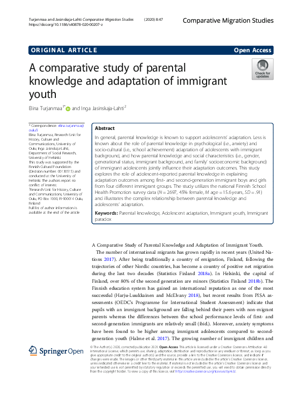 (PDF) A comparative study of parental knowledge and adaptation of ...