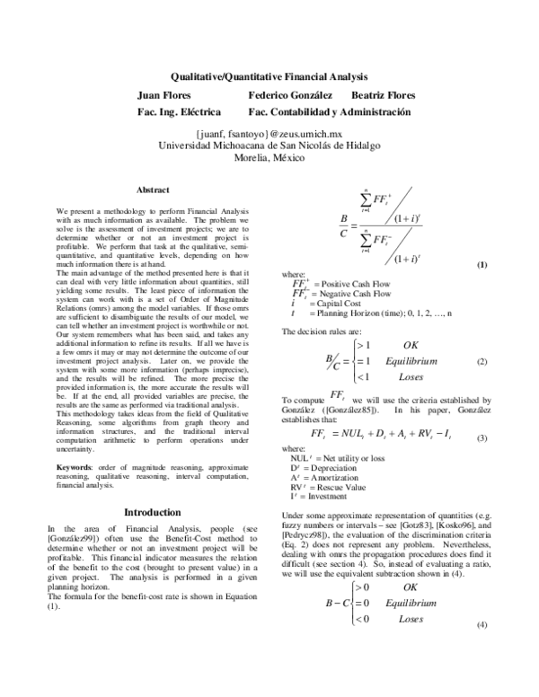 (PDF) Qualitative/Quantitative Financial Analysis