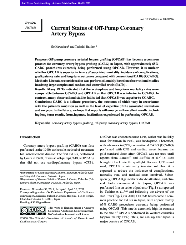 (PDF) Current Status of Off-Pump Coronary Artery Bypass Surgery ...