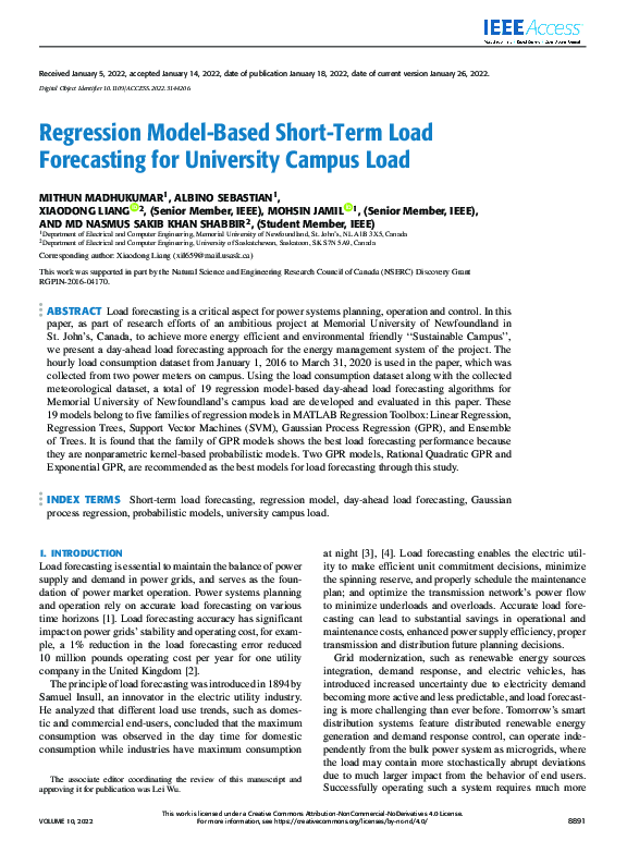 (PDF) Regression Model-Based Short-Term Load Forecasting for University Campus Load | Albino ...