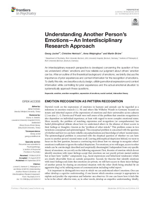 (PDF) Understanding another person’s emotions | Christine Heinisch ...