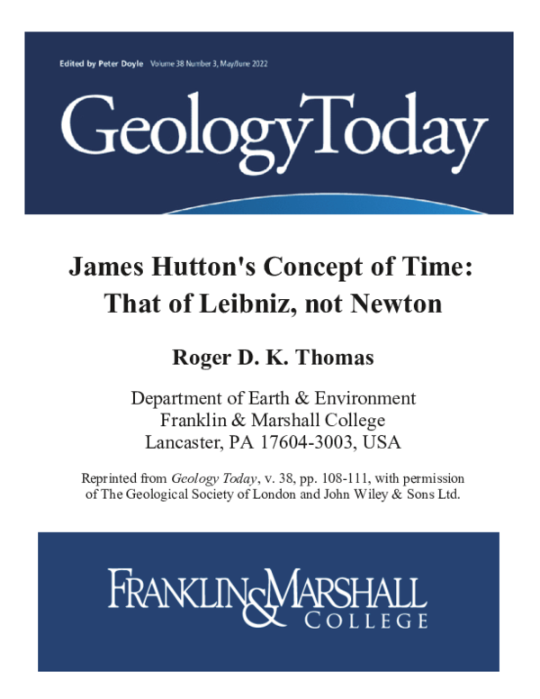 (PDF) James Hutton's concept of time: that of Leibniz, not Newton