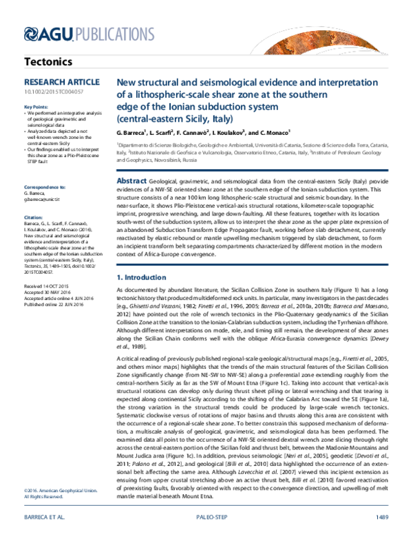 (PDF) New structural and seismological evidence and interpretation of a lithospheric-scale shear ...