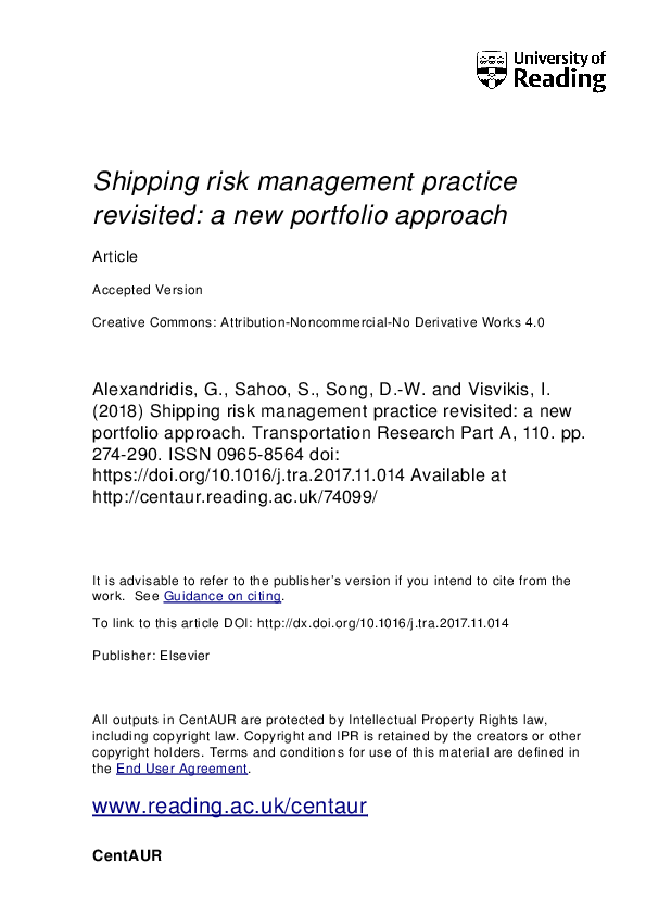 (PDF) Shipping risk management practice revisited: A new portfolio approach