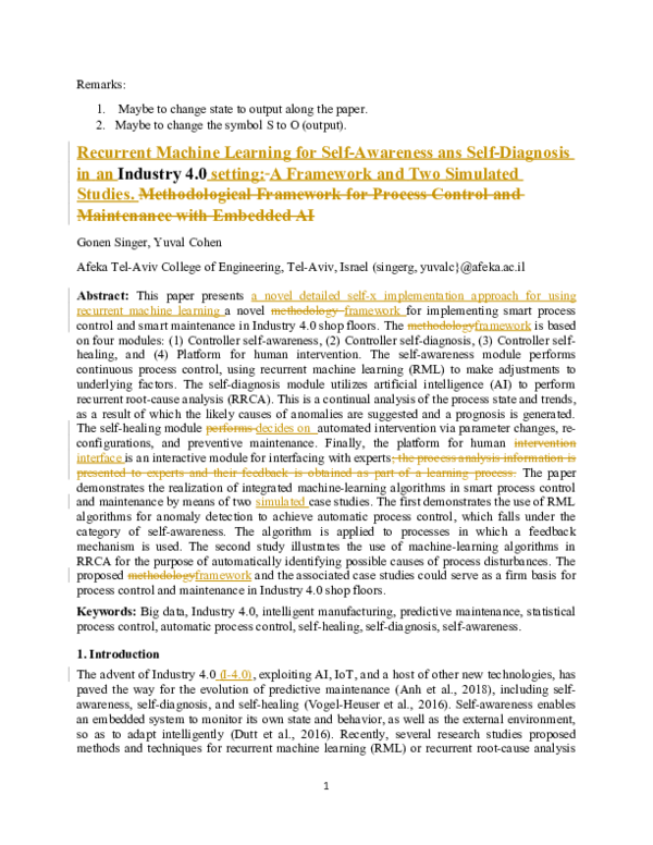 Doc A Framework For Smart Control Using Machine Learning Modeling For Processes With Closed 
