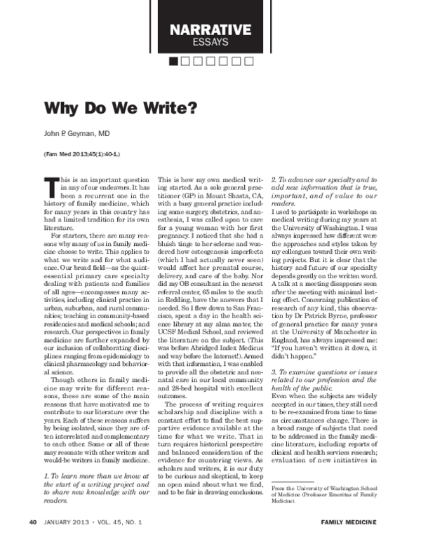 (PDF) Why do we write?