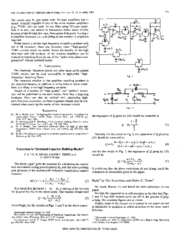 (PDF) Correction to 'Switched-Capacitor Building Blocks | Dawood Jassim - Academia.edu