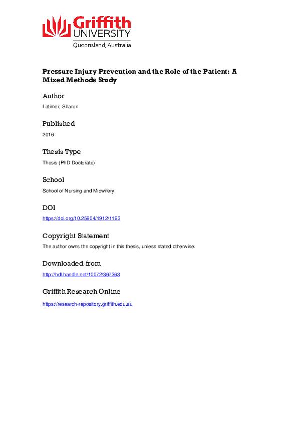 (PDF) Pressure Injury Prevention and the Role of the Patient: A Mixed ...