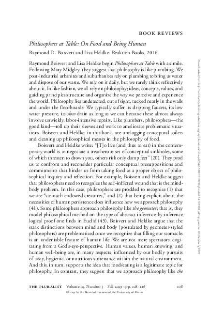 (PDF) Philosophers at Table: On Food and Being Human