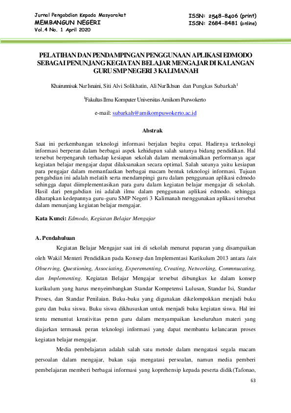 (PDF) Pelatihan Dan Pendampingan Penggunaan Aplikasi Edmodo Sebagai Penunjang Kegiatan Belajar ...