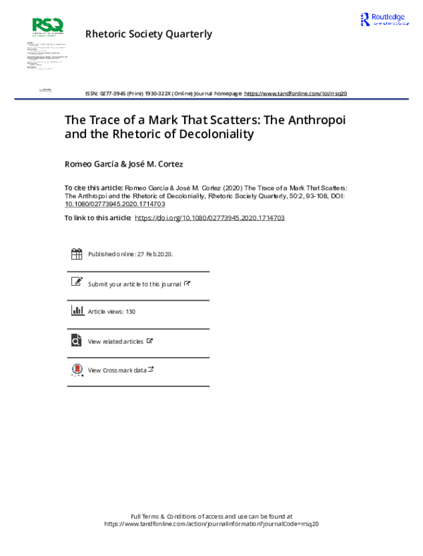 (PDF) The Trace of a Mark That Scatters: The Anthropoi and the Rhetoric ...