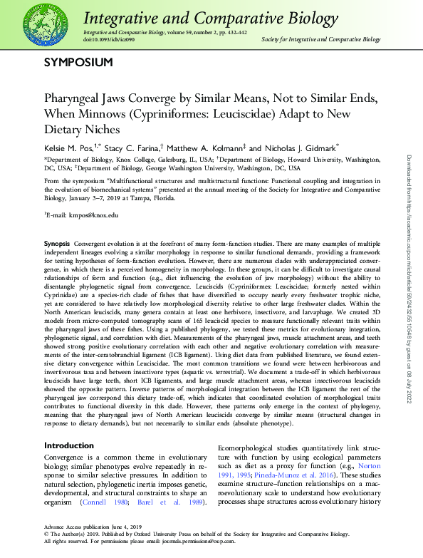 (PDF) Pharyngeal Jaws Converge by Similar Means, Not to Similar Ends ...