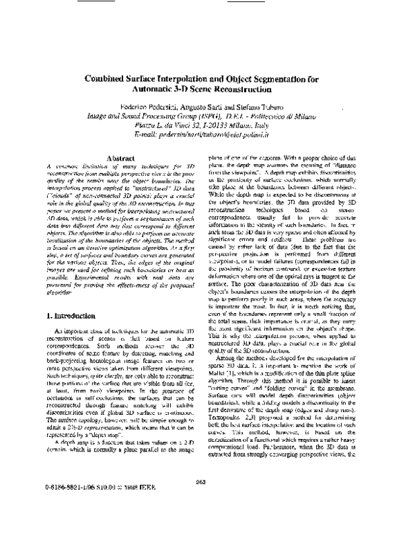 (PDF) Combined surface interpolation and object segmentation for ...