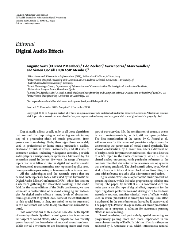 (PDF) Digital Audio Effects