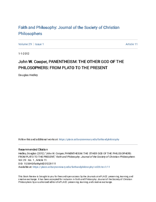 (PDF) Panentheism