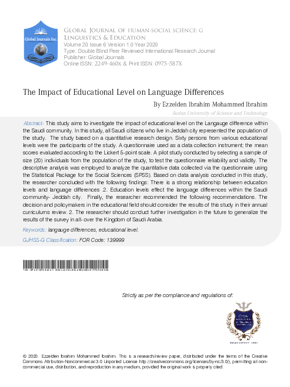 (PDF) The Impact of Educational Level on Language Differences